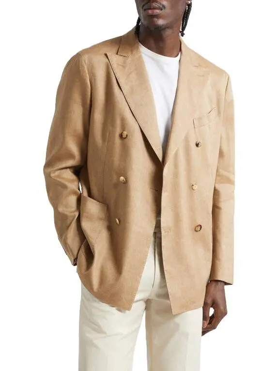 Boglioli K-jacket Double-breasted Linen And Virgin Wool Sport Coat - Sienna