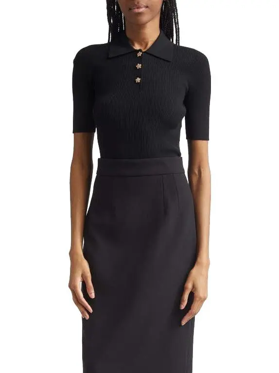 Dolce & Gabbana Rib Polo Sweater - Nero