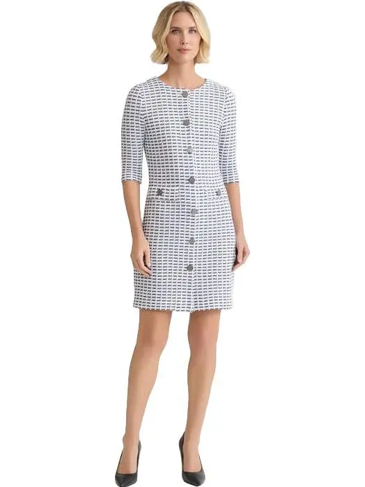 Misook Tweed Knit Sheath Dress - Black/white