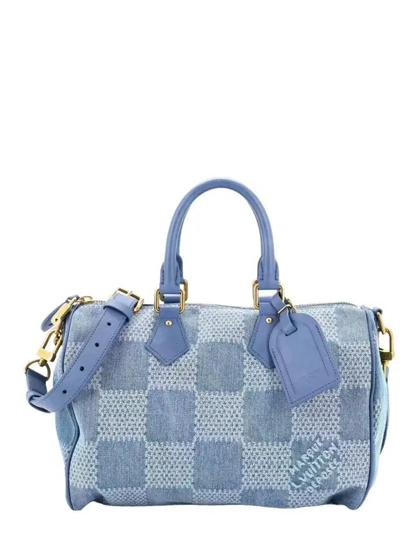LOUIS VUITTON Speedy Bandouliere 3d Damier Giant Denim 30 Satchel - Blue