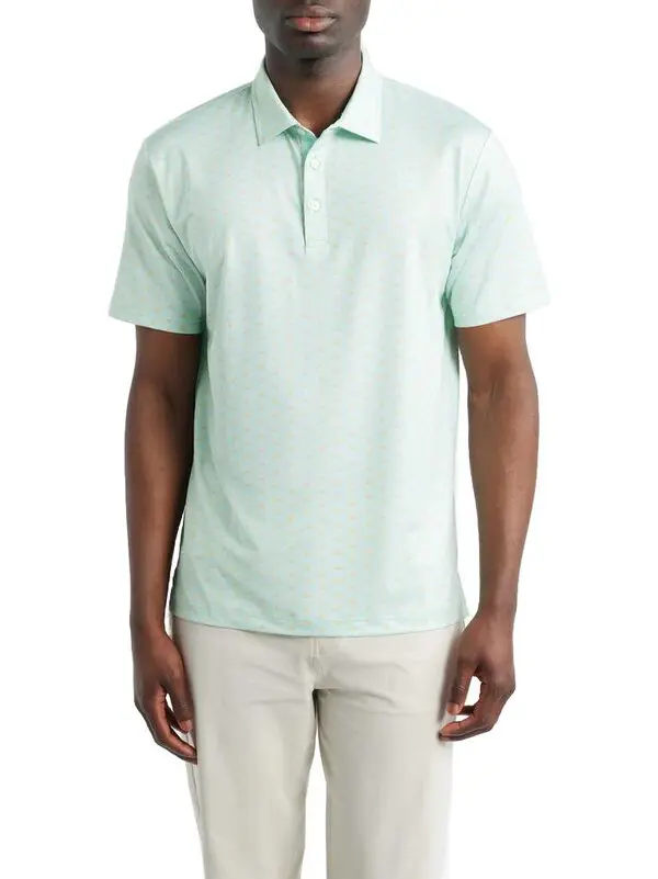 SWANNIES Springs Leaf Print Performance Golf Polo - Mint