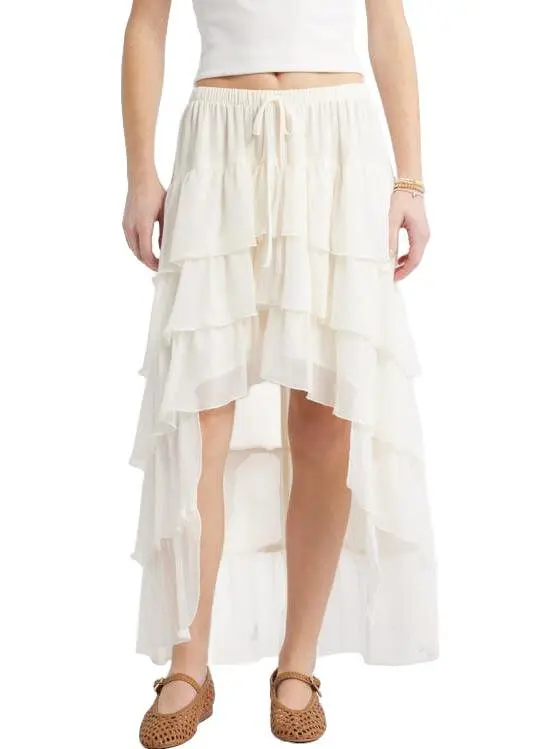 Bp. Tiered High-low Maxi Skirt - Ivory