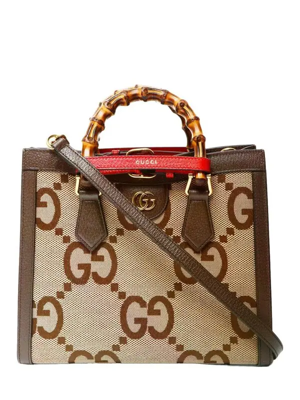Gucci Small Diana Canvas Tote Bag With Bamboo Handles - Neutrals