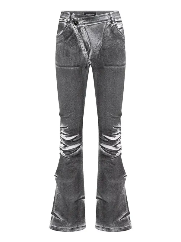Manière De Voir Oil Print Tacked Jeans - Grey