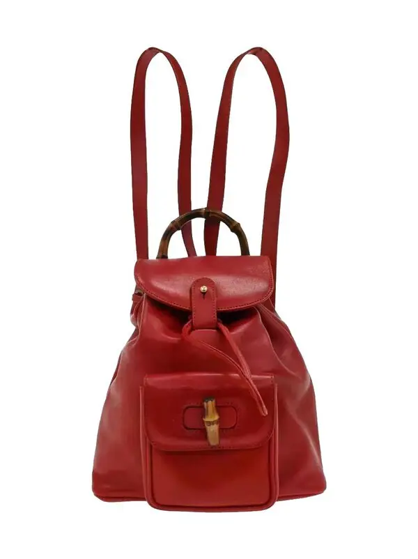 Gucci 1990-2000s Bamboo-detail Leather Backpack - Red