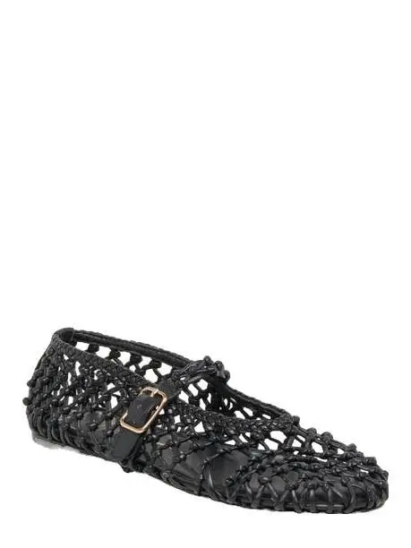 Dolce Vita Clair Woven Mary Jane Flat - Black Woven Leather