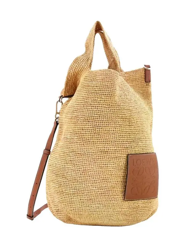 Loewe Slit Straw Large Tote Bag - Brown