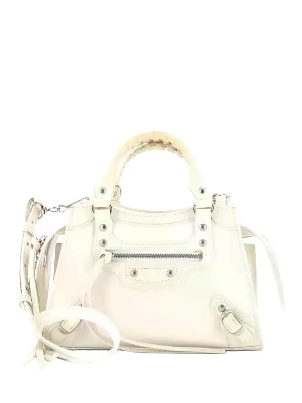 Balenciaga Neo Classic City Mini Crossbody Bag Crocodile Embossed Leather - White