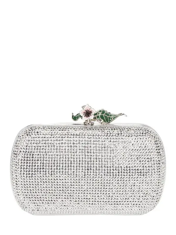 Bottega Veneta Knot Crystal Clutch - White Moonlight & Silver