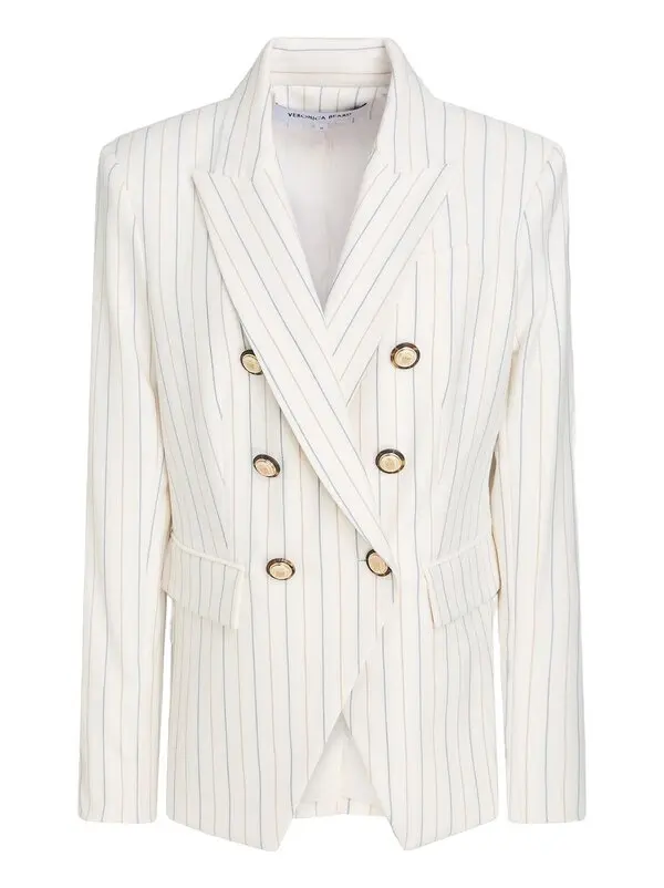 Veronica Beard Miller Dickey Pinstriped Twill Blazer - Off-white