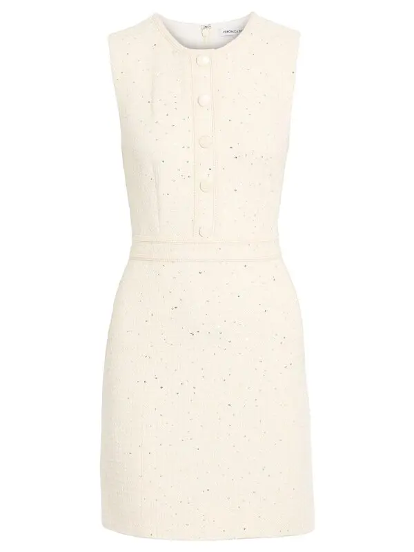 Veronica Beard Julie Embellished Tweed Mini Dress - Off-white