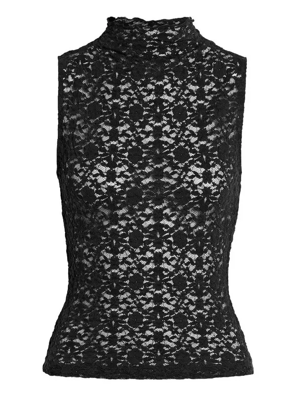 Veronica Beard Alora Stretch-lace Turtleneck Top - Black