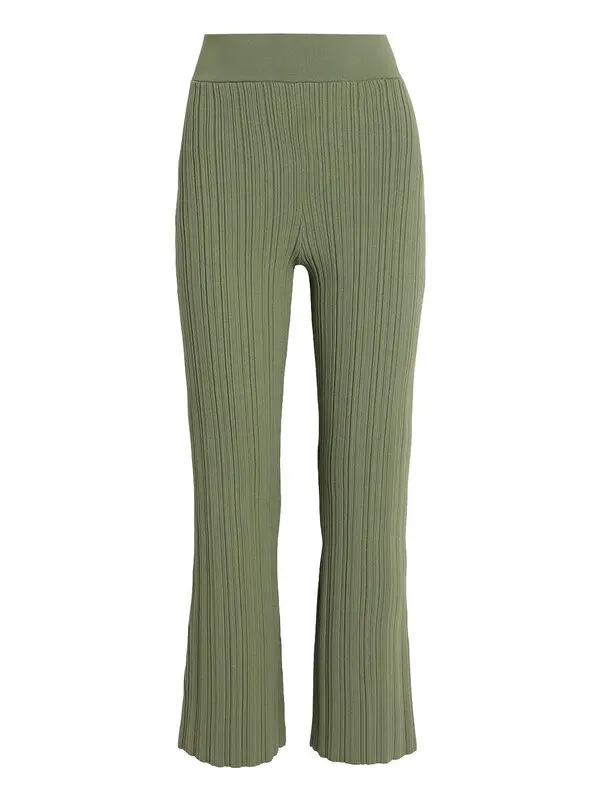 Veronica Beard Massaro Ribbed-knit Flared Pants - Army Green