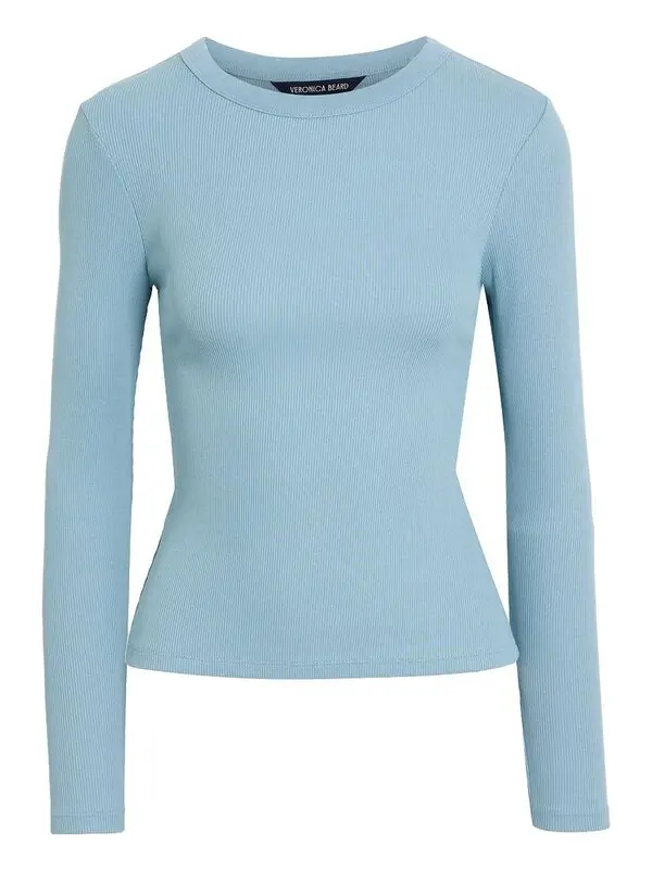 Veronica Beard Pruitt Ribbed Pima Cotton-blend Top - Sky Blue
