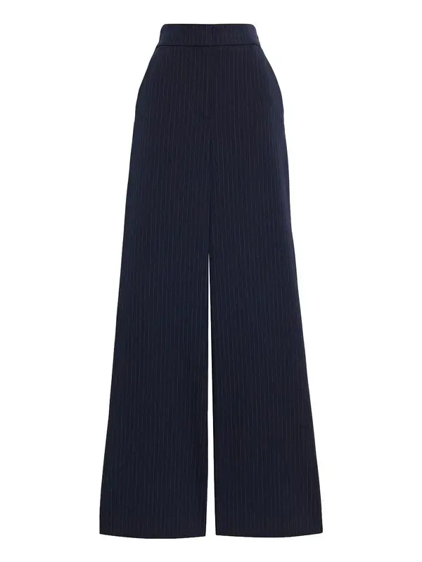 Veronica Beard Tonelli Pinstriped Twill Wide-leg Pants - Navy