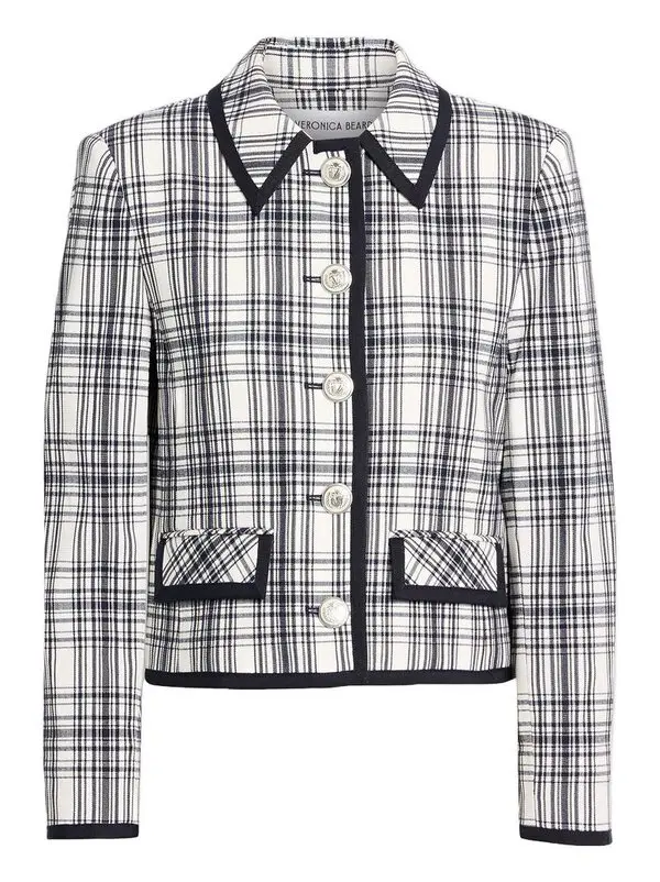 Veronica Beard Makayla Checked Cotton-blend Tweed Jacket - White