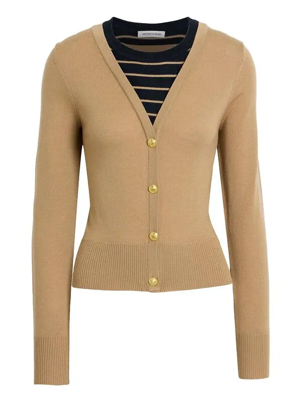 Veronica Beard Enza Striped Wool Sweater - Sand