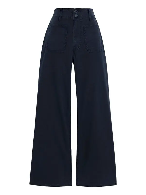 Veronica Beard Grant Cropped Wide-leg High-rise Jeans - Navy
