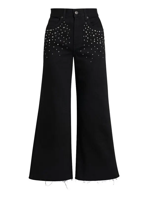Veronica Beard Taylor Cropped Wide-leg Jeans - Black