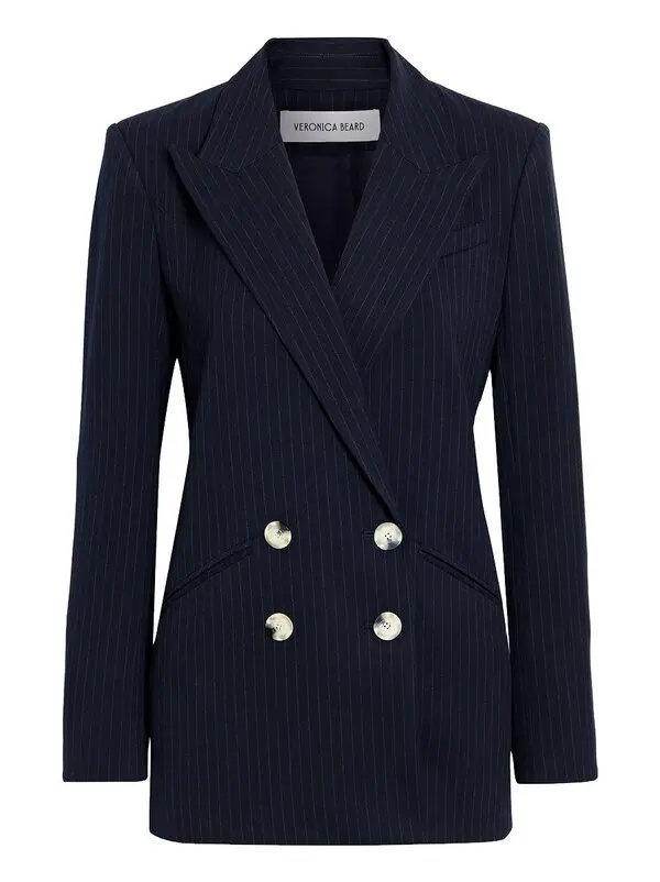 Veronica Beard Dale Dickey Pinstriped Twill Blazer - Navy