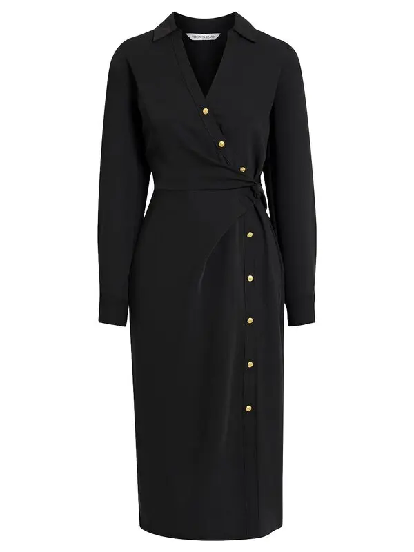 Veronica Beard Wright Wrap-effect Crepe Midi Shirt Dress - Black