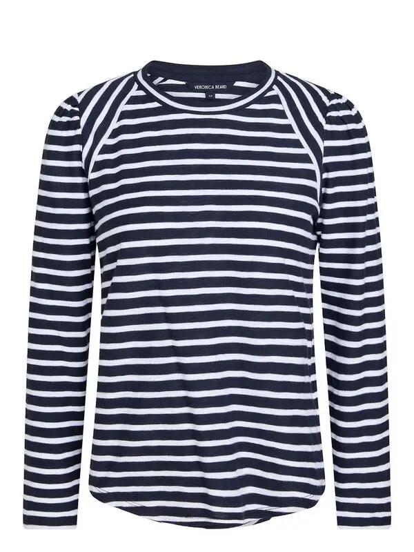Veronica Beard Striped Pima Cotton Top - Navy