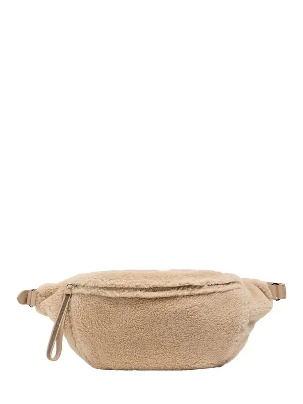 Brunello Cucinelli Bead-embellished Shearling Belt Bag - Camel