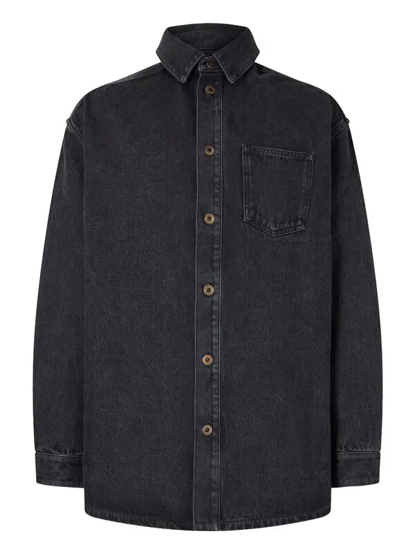 Loewe Anagram Logo-embroidered Denim Overshirt - Black