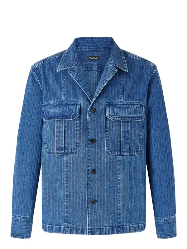 TOM FORD Herringbone Denim Overshirt - Blue