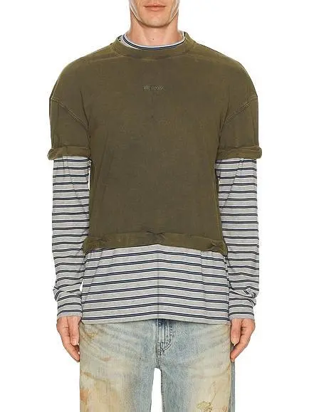 We11Done Layered Striped T-shirt - Grey