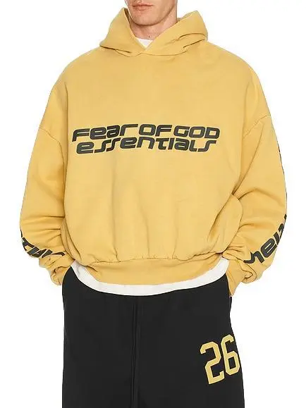 Fear Of God Cropped Relaxed Hoodie With Logo Detail - Canyon