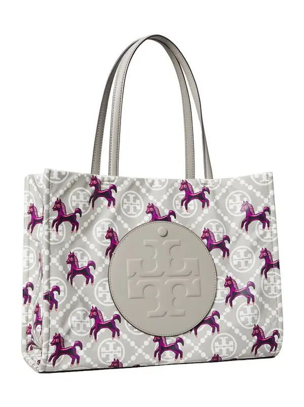 Tory Burch Ella Horse Nylon Small Tote - Gray/magenta