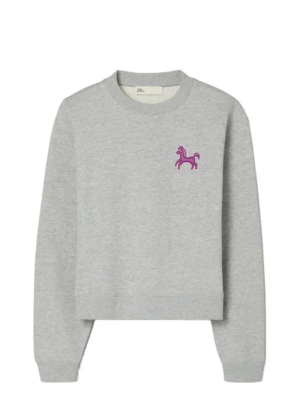 Tory Burch French Terry Pony Sweatshirt - Gray/magenta