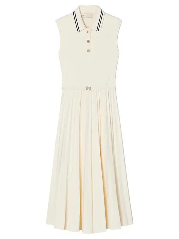 Tory Burch Pleated Viscose Dress - Ivory