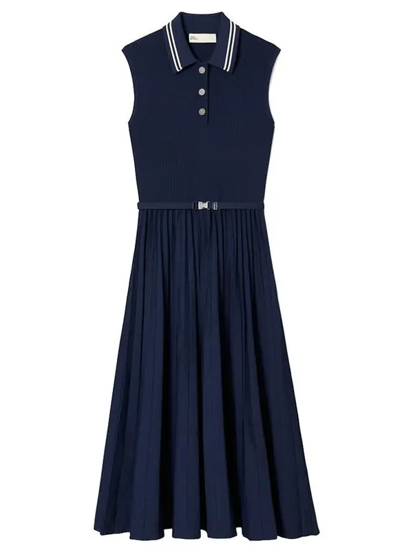 Tory Burch Pleated Viscose Dress - Tory Navy