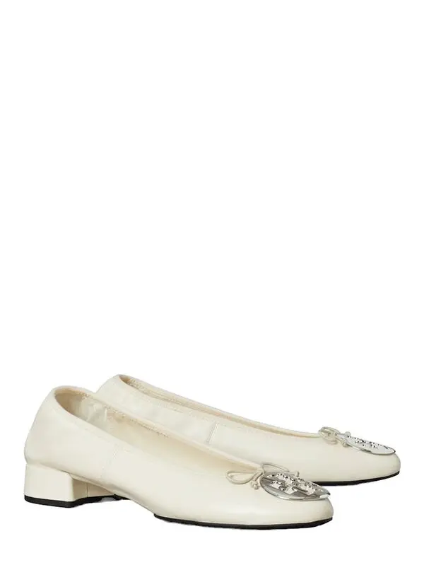 Tory Burch Reva Heeled Ballerinas - Light Cream/silver