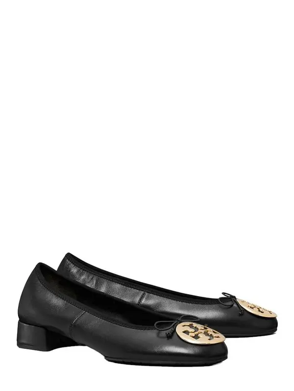 Tory Burch Reva Heeled Ballerinas - Perfect Black/gold