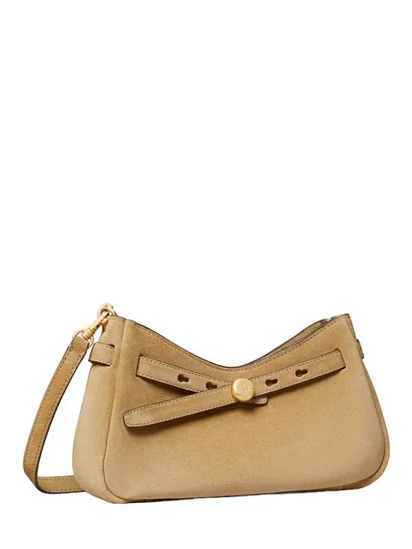 Tory Burch Romy Suede Zip Top Crossbody Bag - Butter
