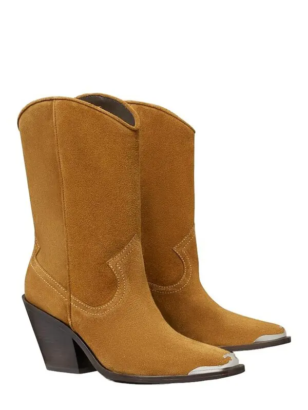 Tory Burch Western Boot - Toasted Ginger/cappucino