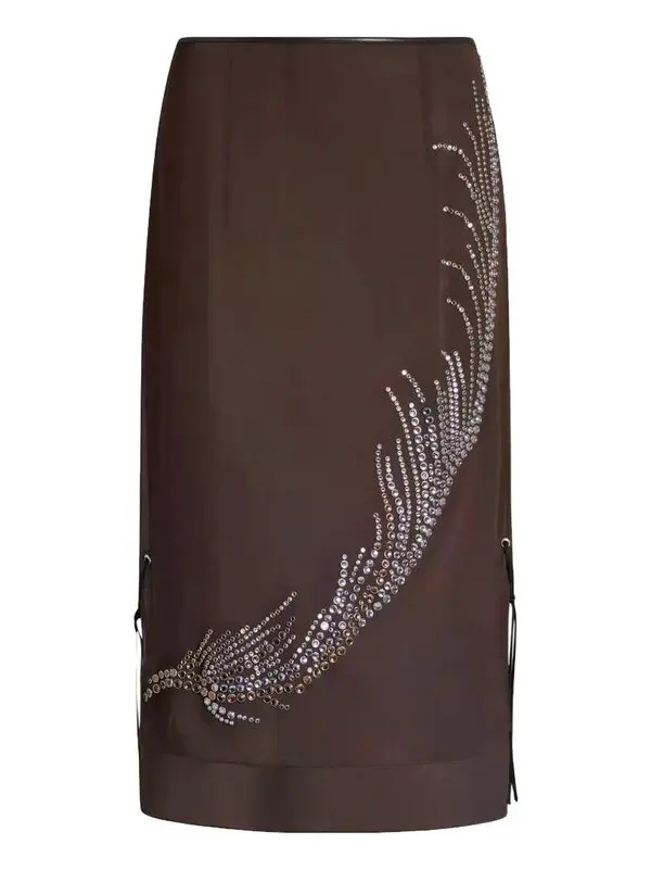 16Arlington Embellished Midi Skirt - Brown