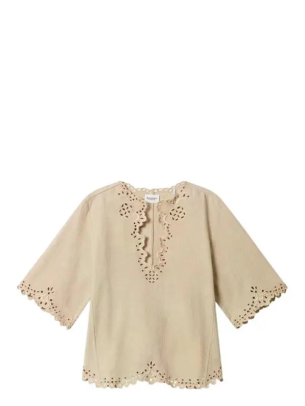MARANT ETOILE Shana Broderie Anglaise T-shirt - Neutrals