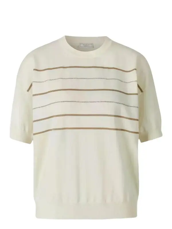 Peserico Crew-neck Striped T-shirt - Neutrals