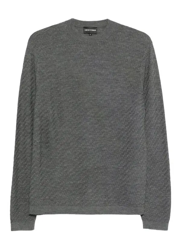 Emporio Armani Textured Virgin Wool Sweater - Grey