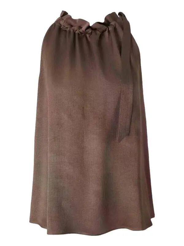 Peserico Ruffled Tie-fastening Top - Brown