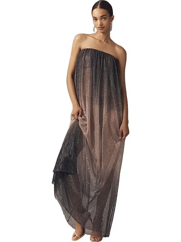 L'IDEE Dante Strapless Maxi Dress - Smoke Lurex
