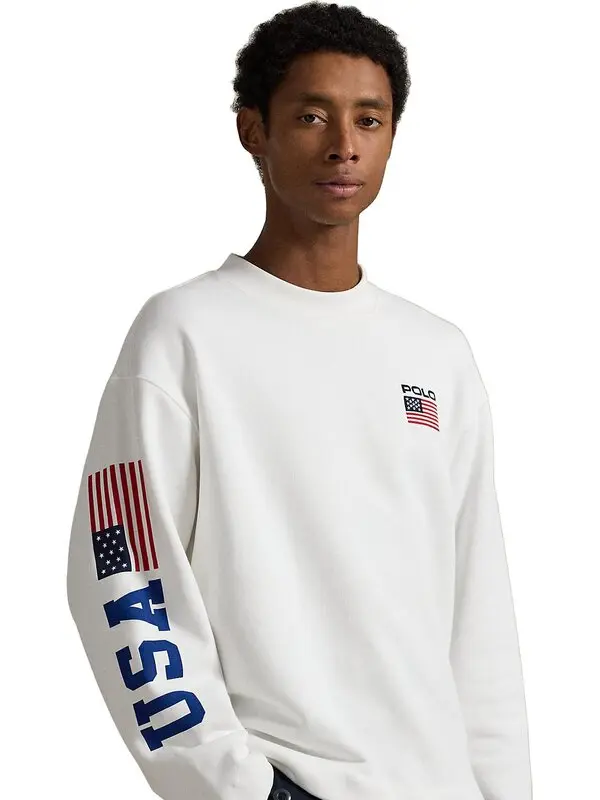Ralph Lauren Flag Fleece Mockneck - White