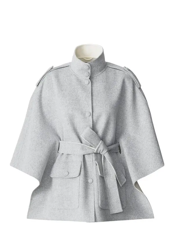 Mackage Henrietta Double-face Wool Cape Jacket - Light Grey Mix-cream