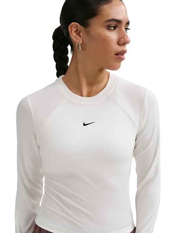 Nike Sportswear Chill Knit Long-sleeve Ribbed Top - White