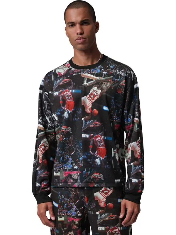 JORDAN Flight Printed Long-sleeve Jersey - Black