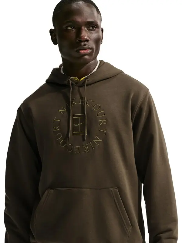 Nike Court Heritage Dri-fit French Terry Tennis Pullover Hoodie - Brown